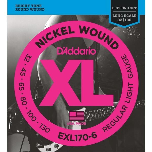 Buy D'Addario EXL170-6 Nickel Round Wound 6 String Long Bass Strings ...
