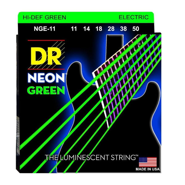 Buy DR String NGE11 Hi Def Neon Green Colored Electric Guitar Strings ...